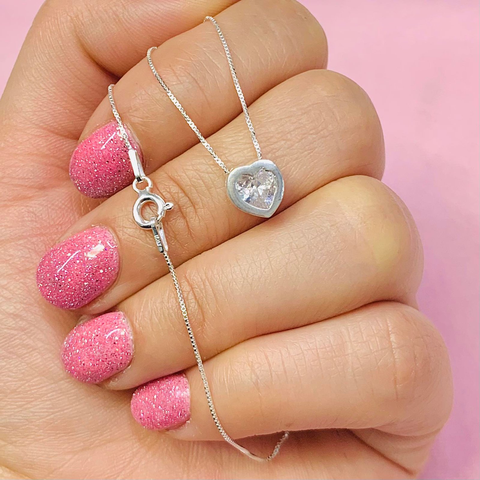 Conjunto Cadena Veneziana fina con Dije Susanito CorazГіn Blanco 8mm de ...