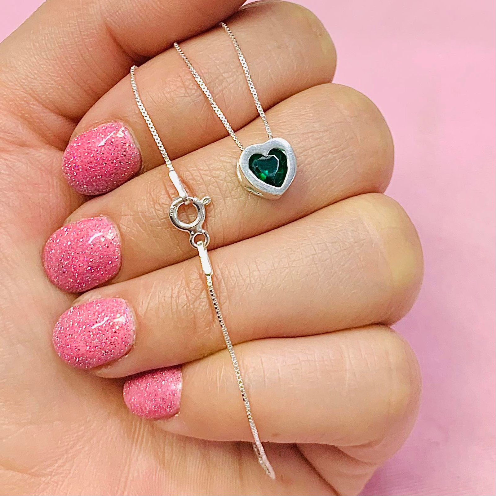 Conjunto Cadena Veneziana fina con Dije Susanito CorazГіn Verde 8mm de ...