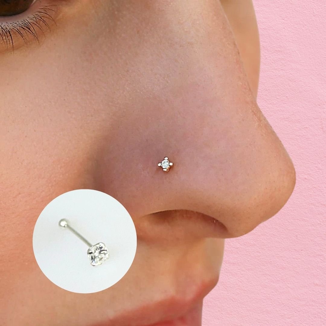 Aro Piercing nariz cubic redondo blanco Plata 925