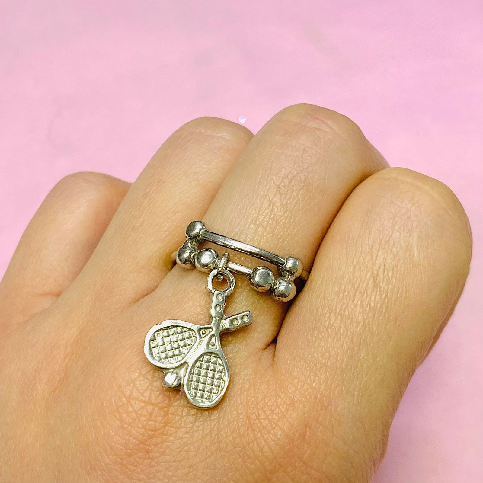 Anillo con dije Raquetas colgante Plata