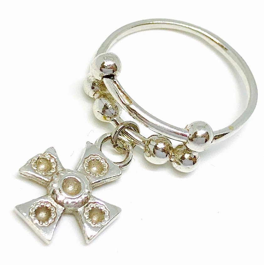 Anillo con dije Cruz colgante Plata