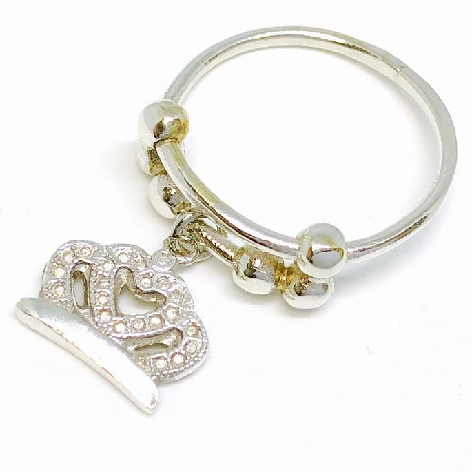 Anillo con dije corona colgante Plata