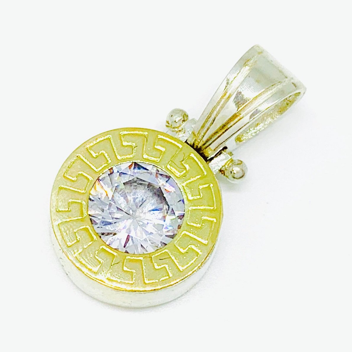 Dije Grande Guarda Griega con Cubic Blanco 25mm