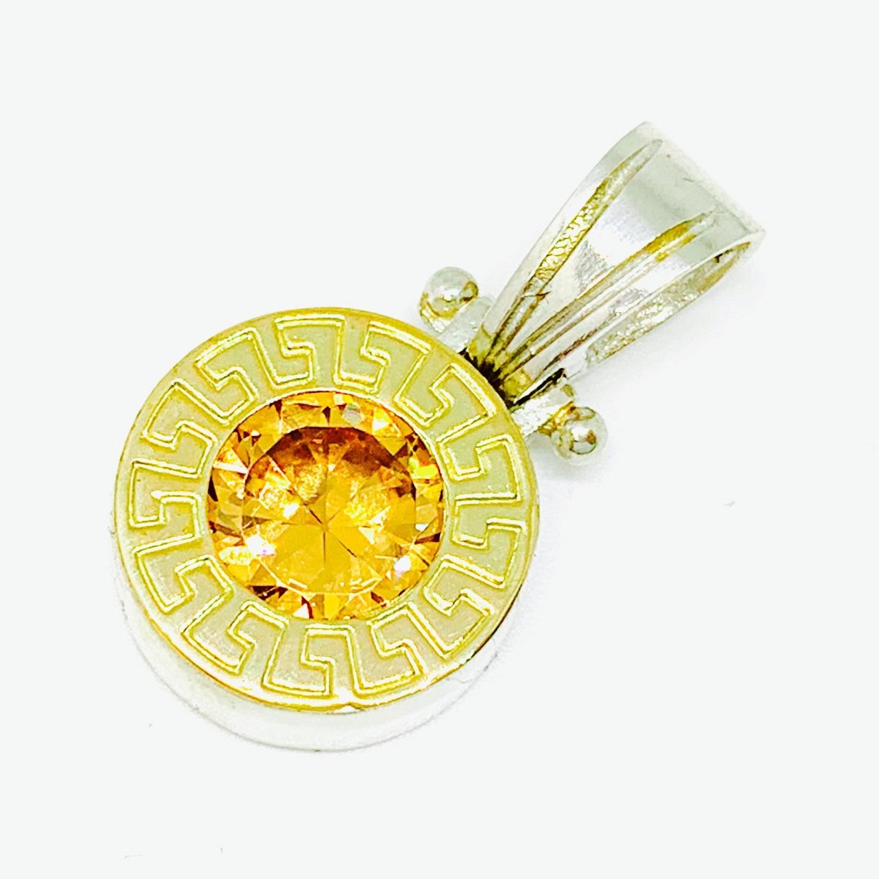 Dije Grande Guarda Griega con Cubic Ambar 25mm