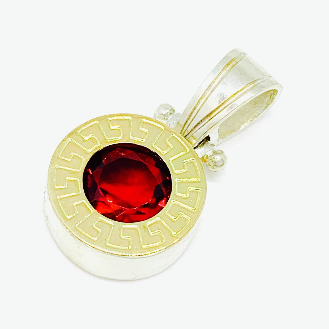 Dije Grande Guarda Griega con Cubic Rubi 25mm