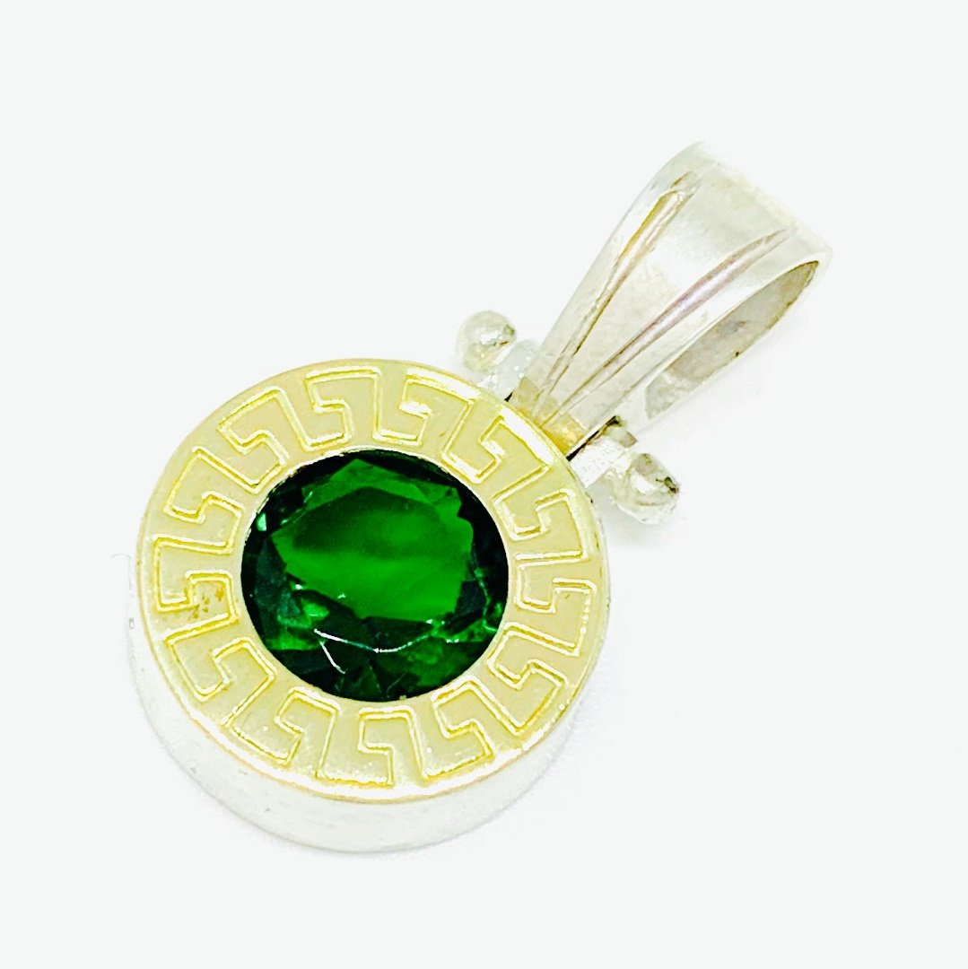 Dije Grande Guarda Griega con Cubic esmeraldo 25mm