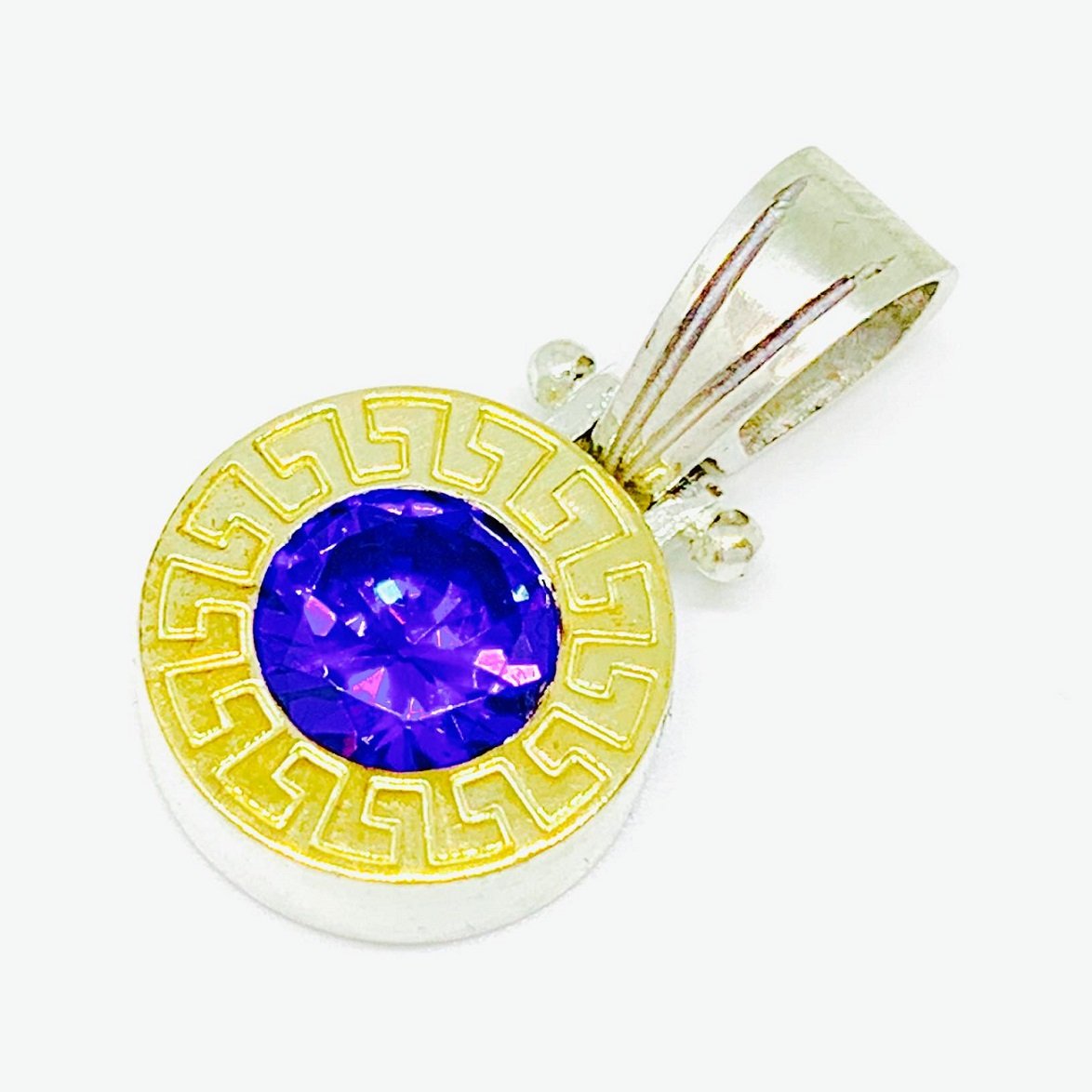 Dije Grande Guarda Griega con Cubic Amatista 25mm