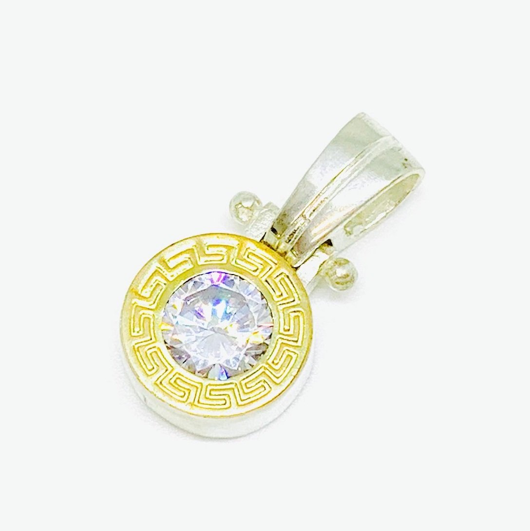 Dije Mediano Guarda Griega con Cubic Blanco 20mm