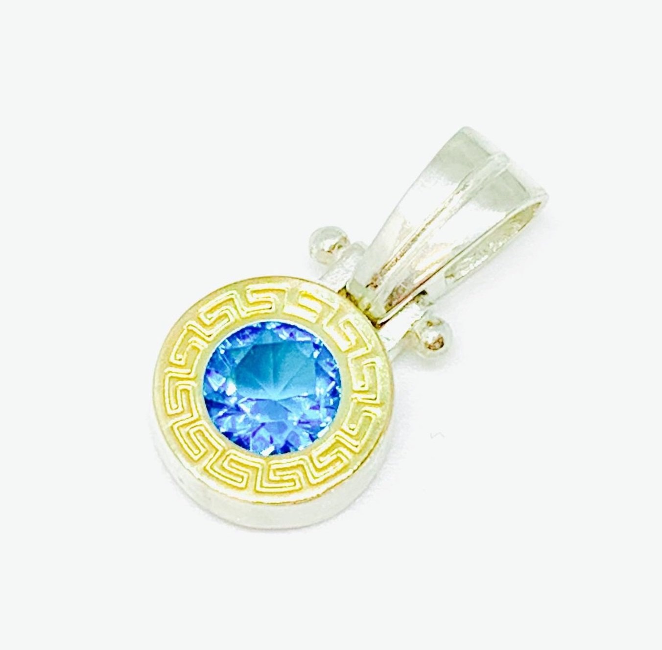 Dije Mediano Guarda Griega con Cubic Aguamarina 20mm