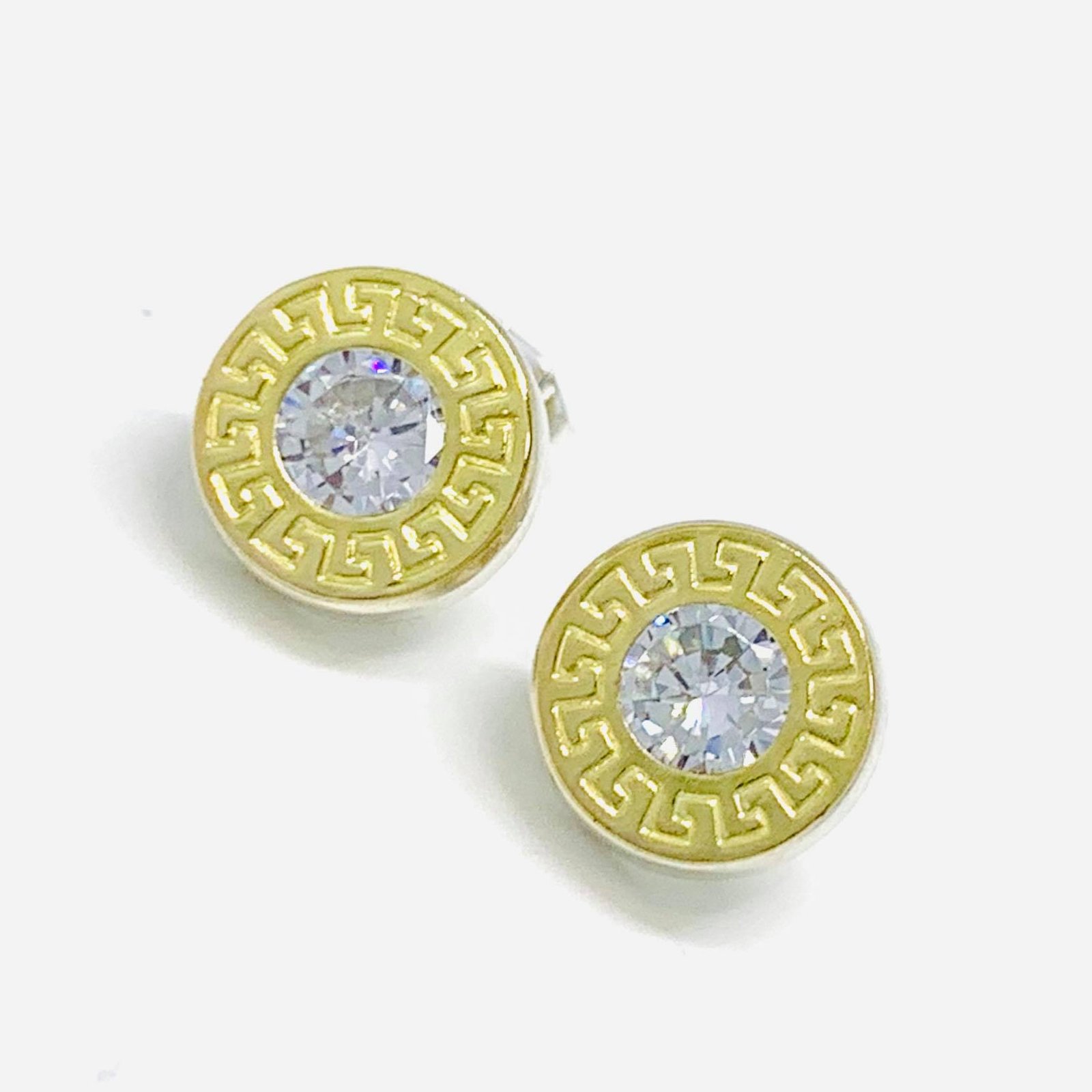 Aritos Guarda Griega Chico blanco plata y Oro