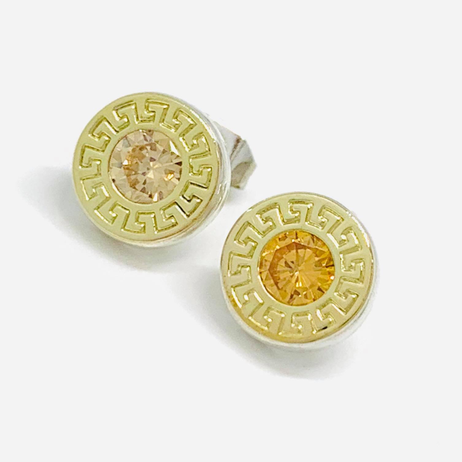 Aritos Guarda Griega Chico ambar plata y Oro