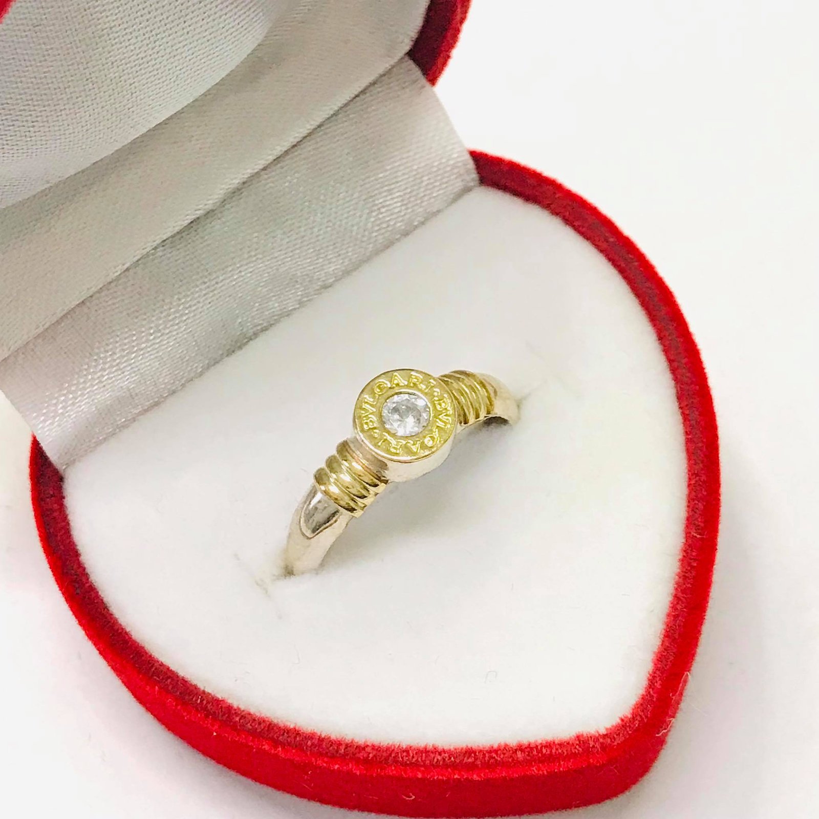 ANILLO BVLG Redondo Mini Blanco de Plata y oro