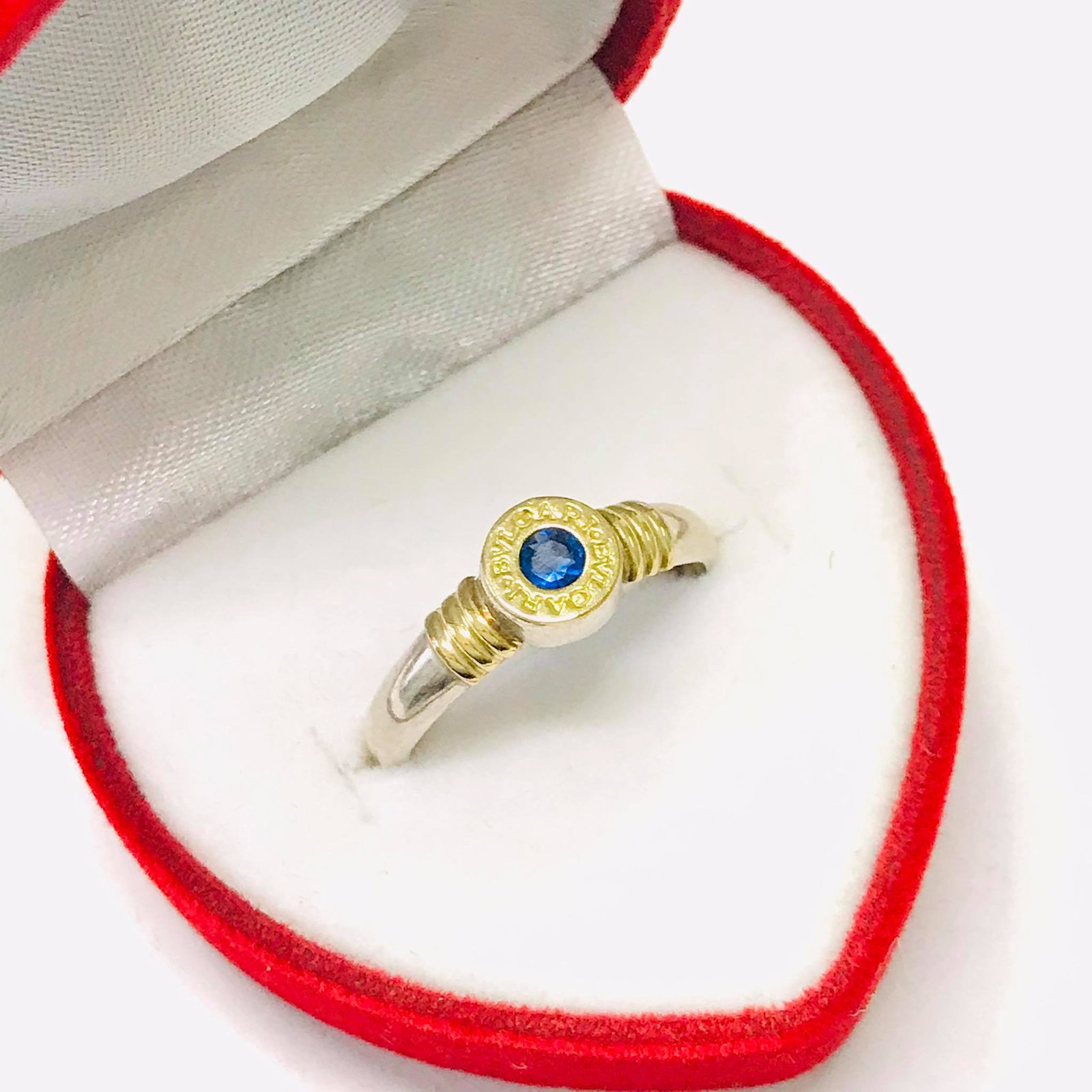 ANILLO BVLG Redondo Mini zafiro de Plata y oro