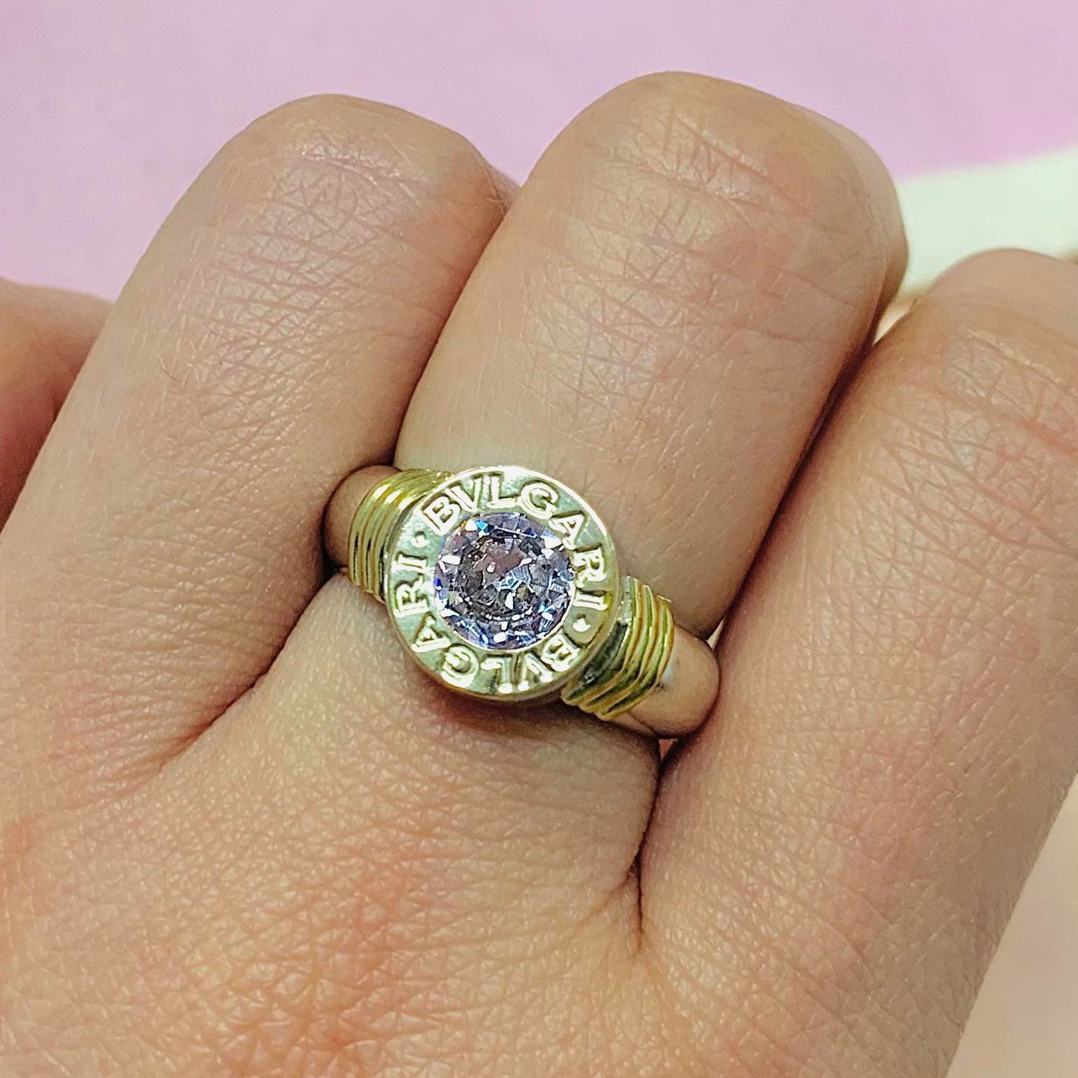 ANILLO BVLG redondo Mediano Blanco de Plata y oro